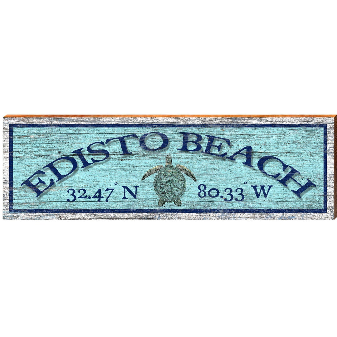 Edisto Beach, South Carolina Sea Turtle Wooden Sign Wall Art Print on ...