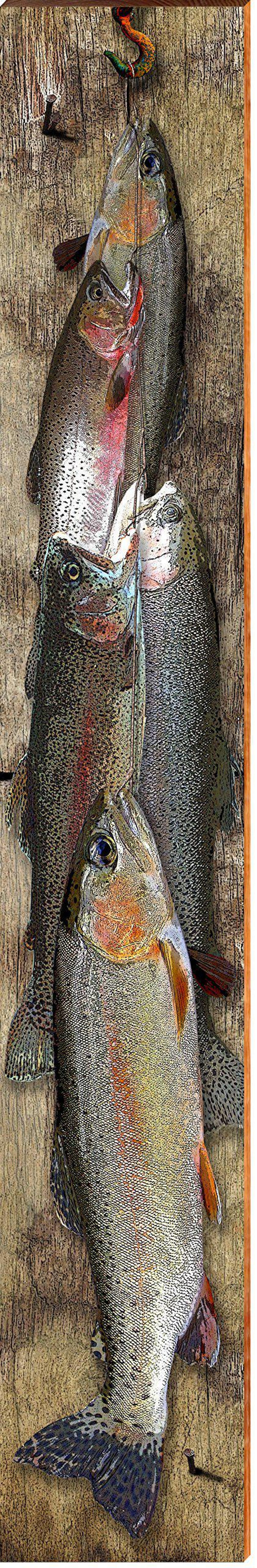 Rainbow Trout Stringer Home Decor Art Print on Real Wood (9.5"x59") - Etsy