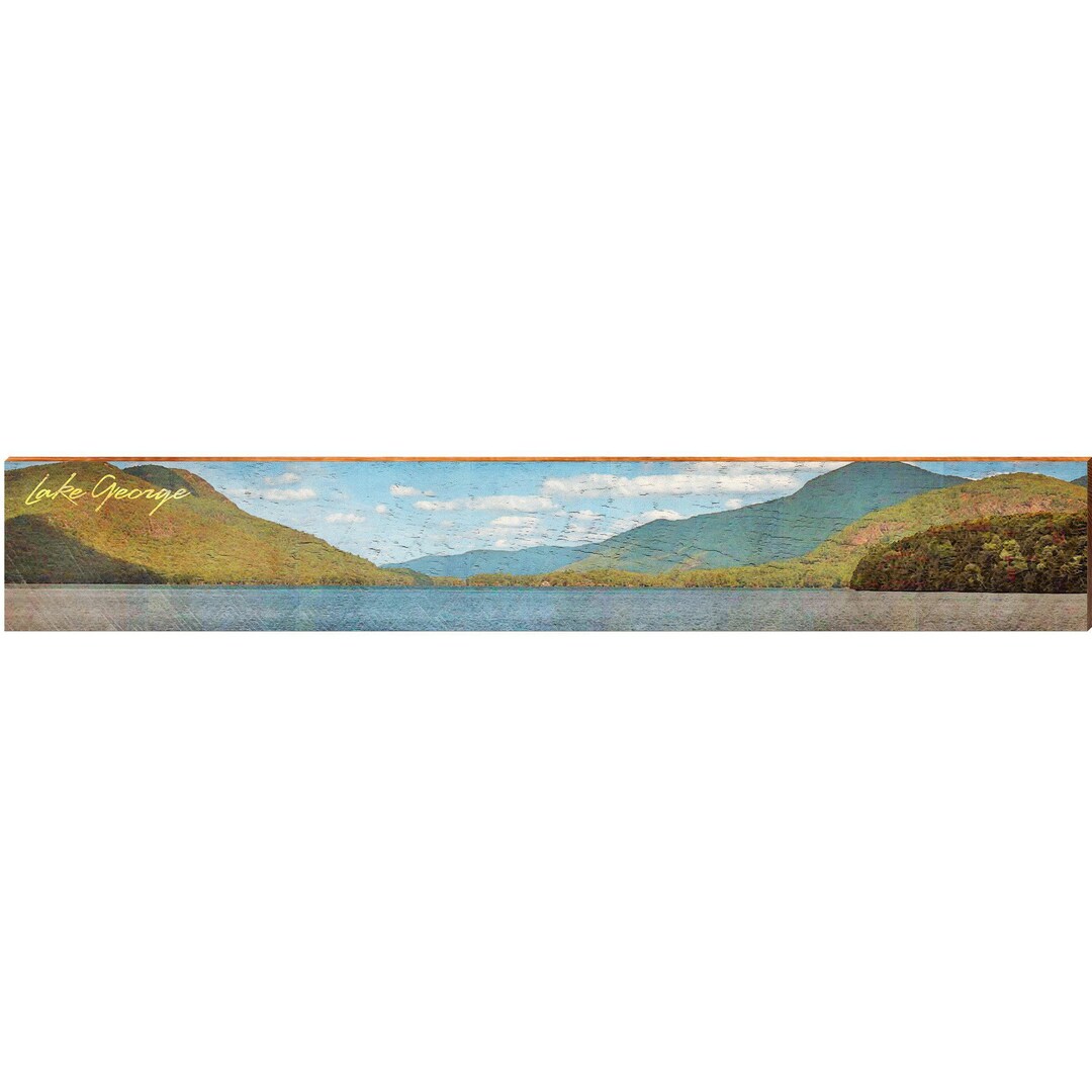 Lake George, New York Scenic Wooden Sign | Wall Art Print on Real Wood ...