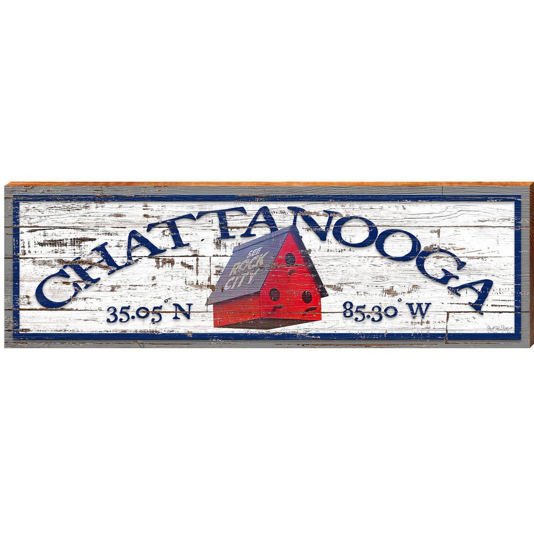 Chattanooga Bird House White Shabby Latitude Longitude | Wall Art Print ...