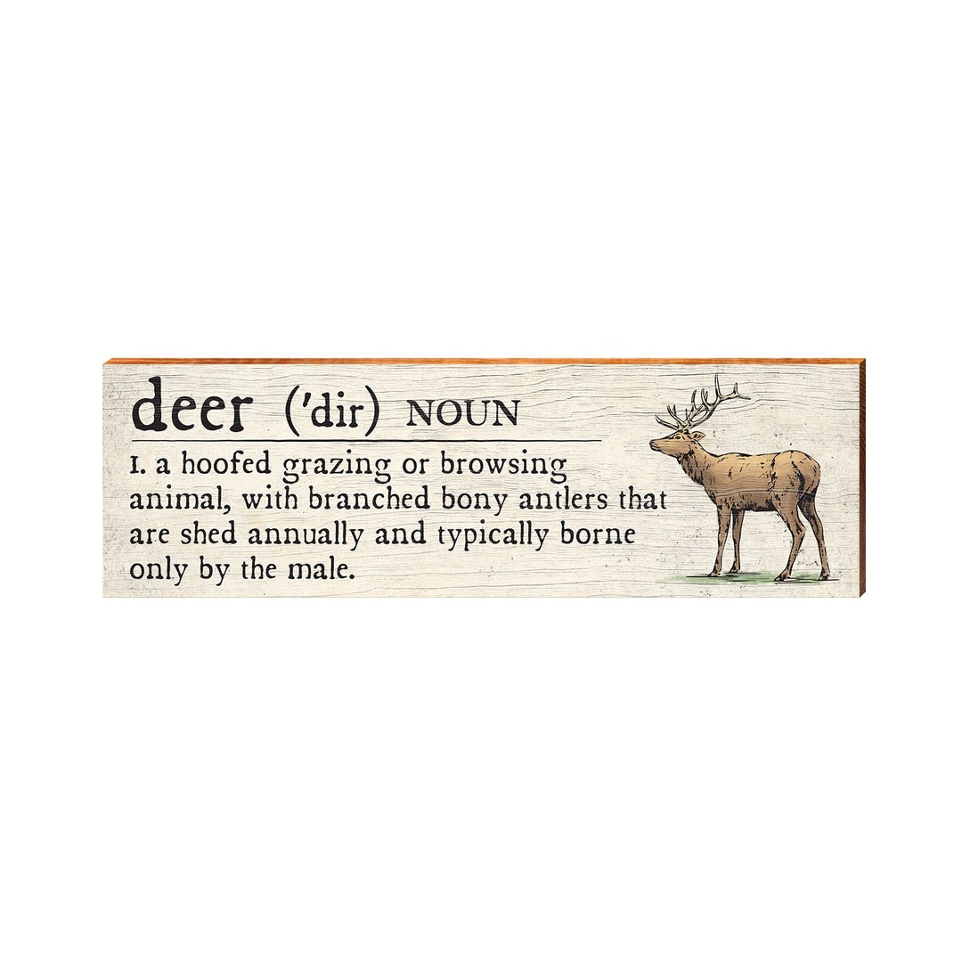 Deer Definition Wooden Sign Wall Art Print on Real Wood Mountain Cabin ...