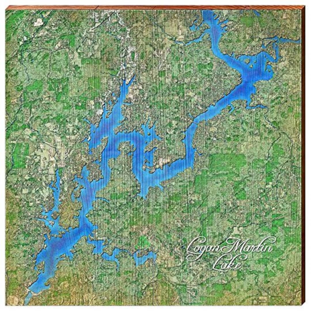Logan Martin Lake Alabama Map Home Decor Art Print on Real Wood - Etsy