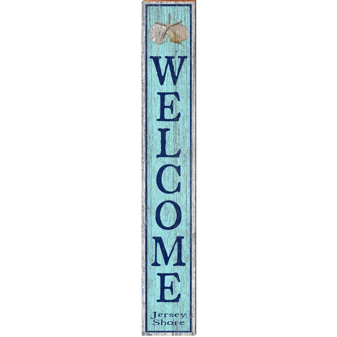 Welcome Jersey Shore Triple Shells Blue | Wall Art Print on Real Wood ...