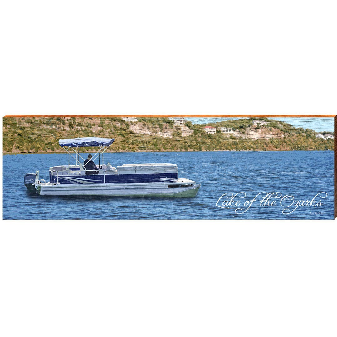 Lake of the Ozarks Pontoon Boat | Wall Art Print on Real Wood - Etsy