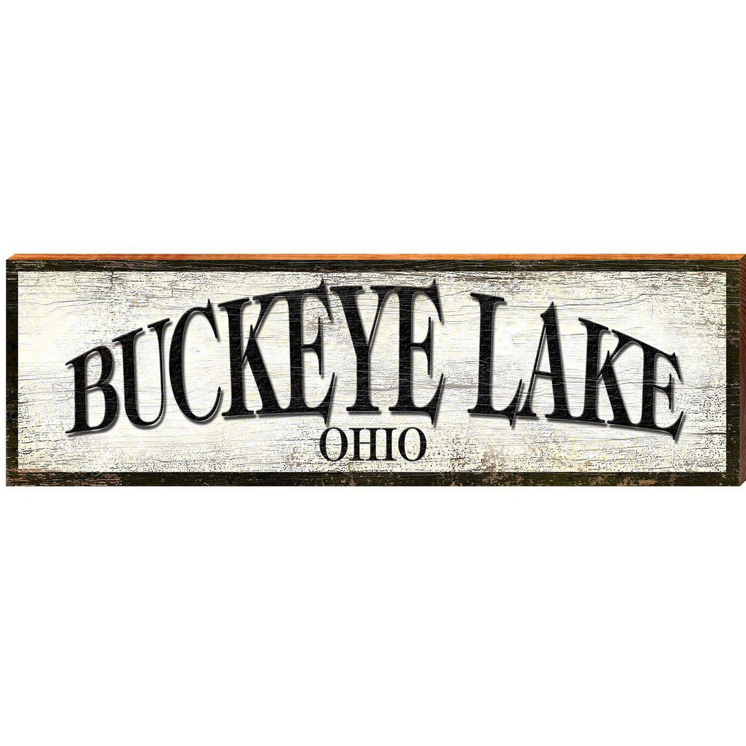 Buckeye Lake Ohio Black & White Sign | Wall Art Print on Real Wood - Etsy