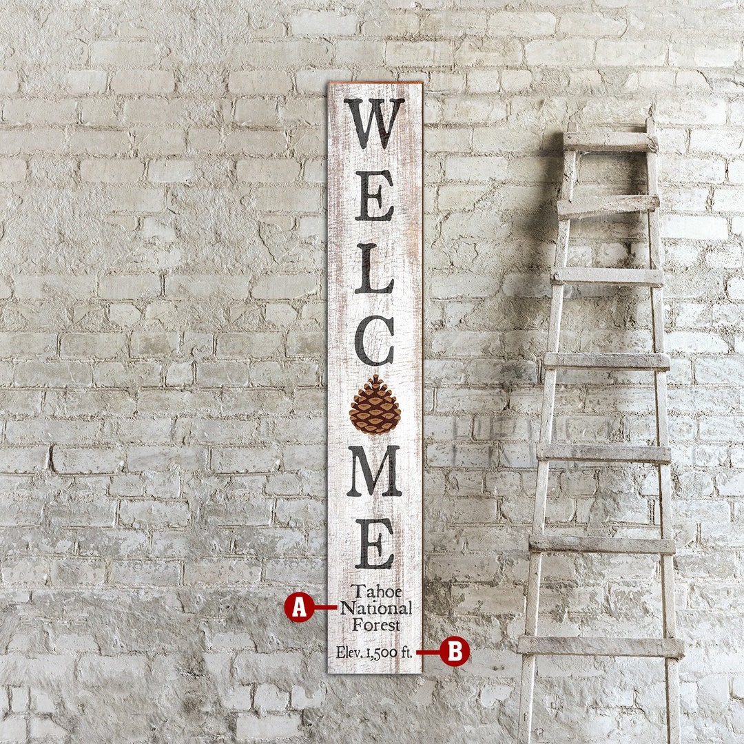 Personalized Welcome Sign With Pine Cone Customizable Wall - Etsy