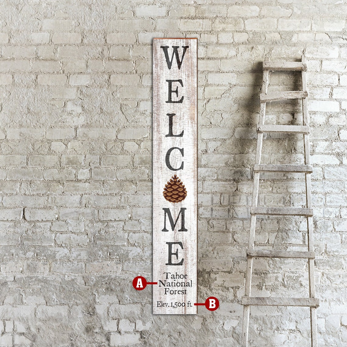 Personalized Welcome Sign With Pine Cone Customizable Wall - Etsy