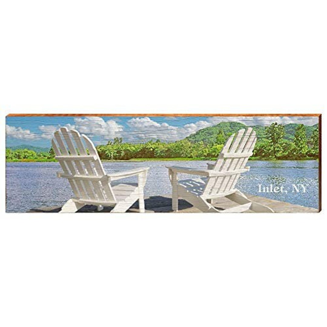 Inlet, NY Lake Adirondack Chairs Wall Art Print on Real Wood - Etsy