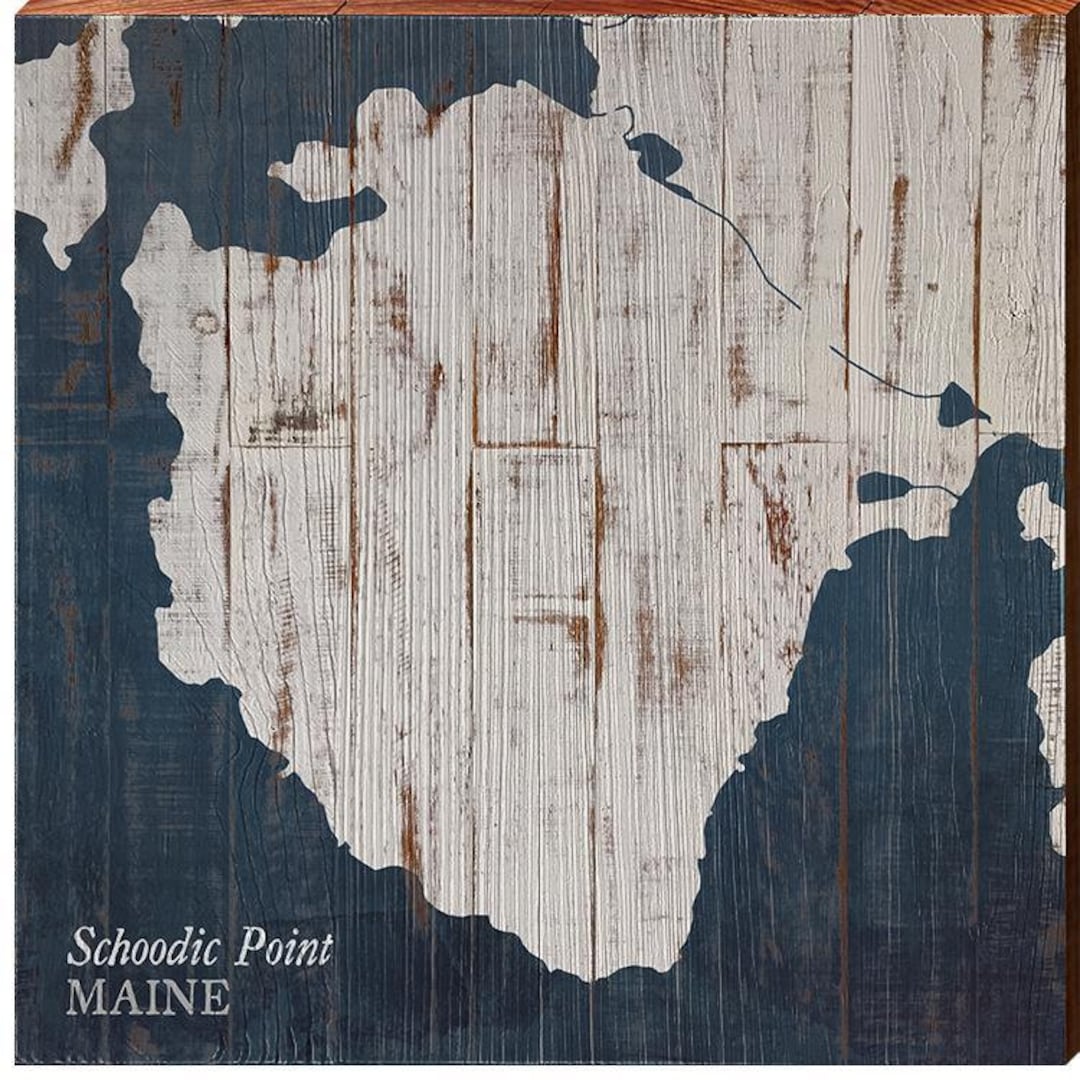 Schoodic Point, Maine Map Wooden Sign Wall Art Print on Real Wood - Etsy