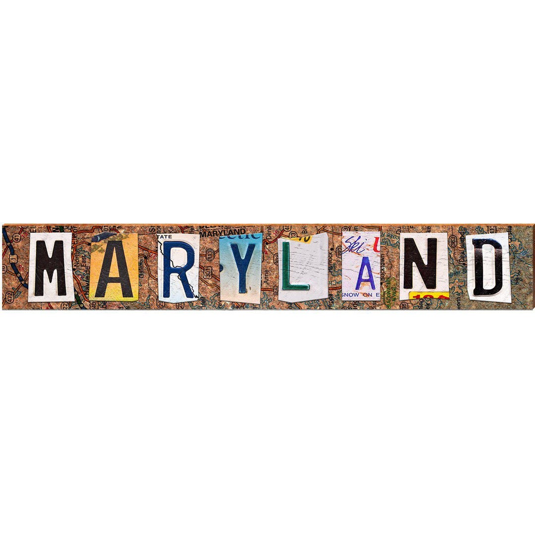 Maryland License Plate Letters | Wall Art Print on Real Wood - Etsy