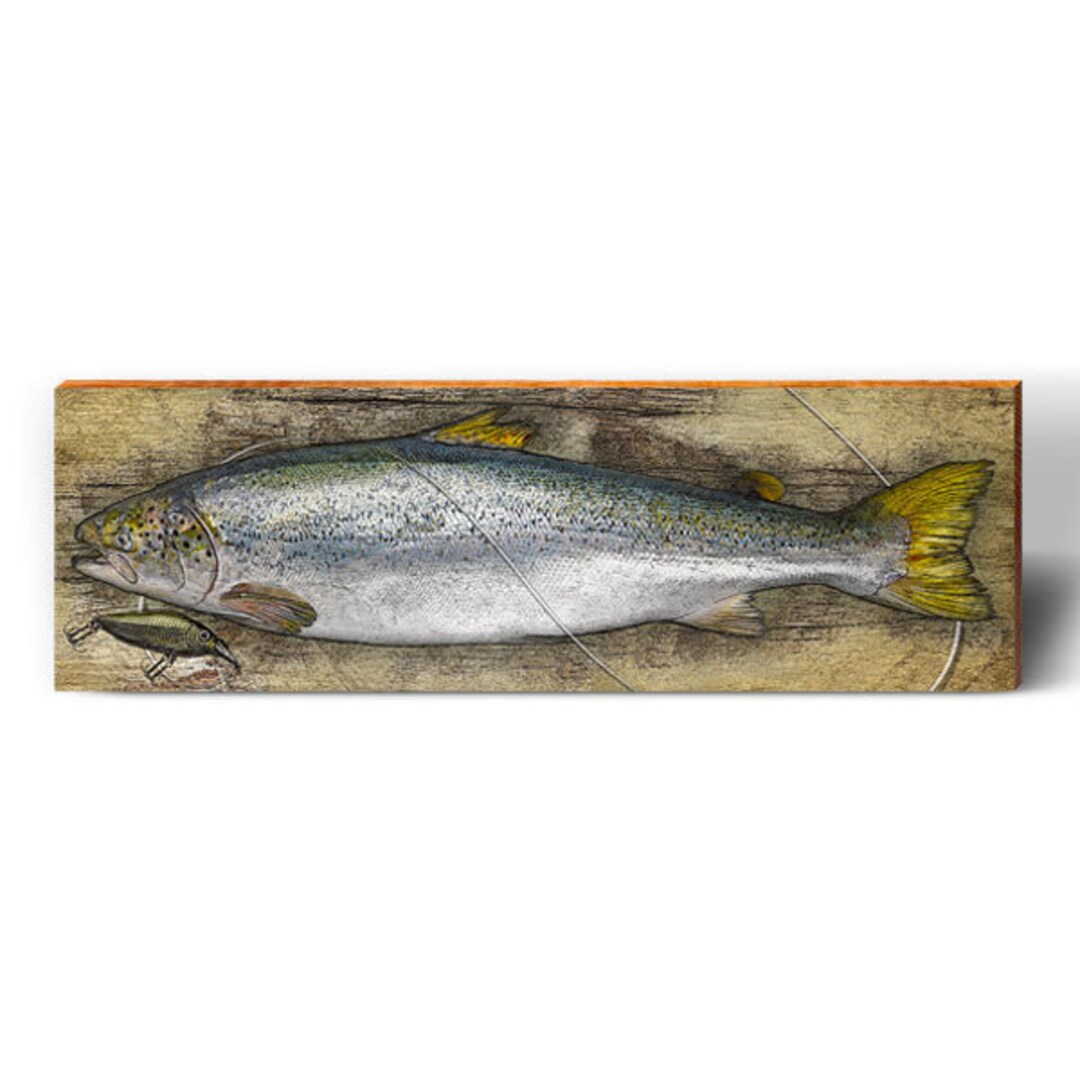 Coho Salmon Wooden Sign Wall Art Print on Real Wood - Etsy