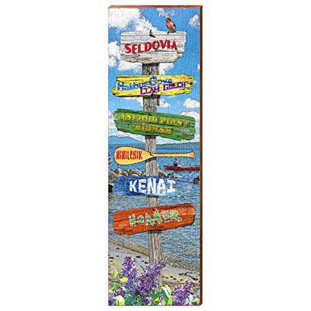 Alaska Wooden Directional Sign | Wall Art Print on Real Wood - Etsy