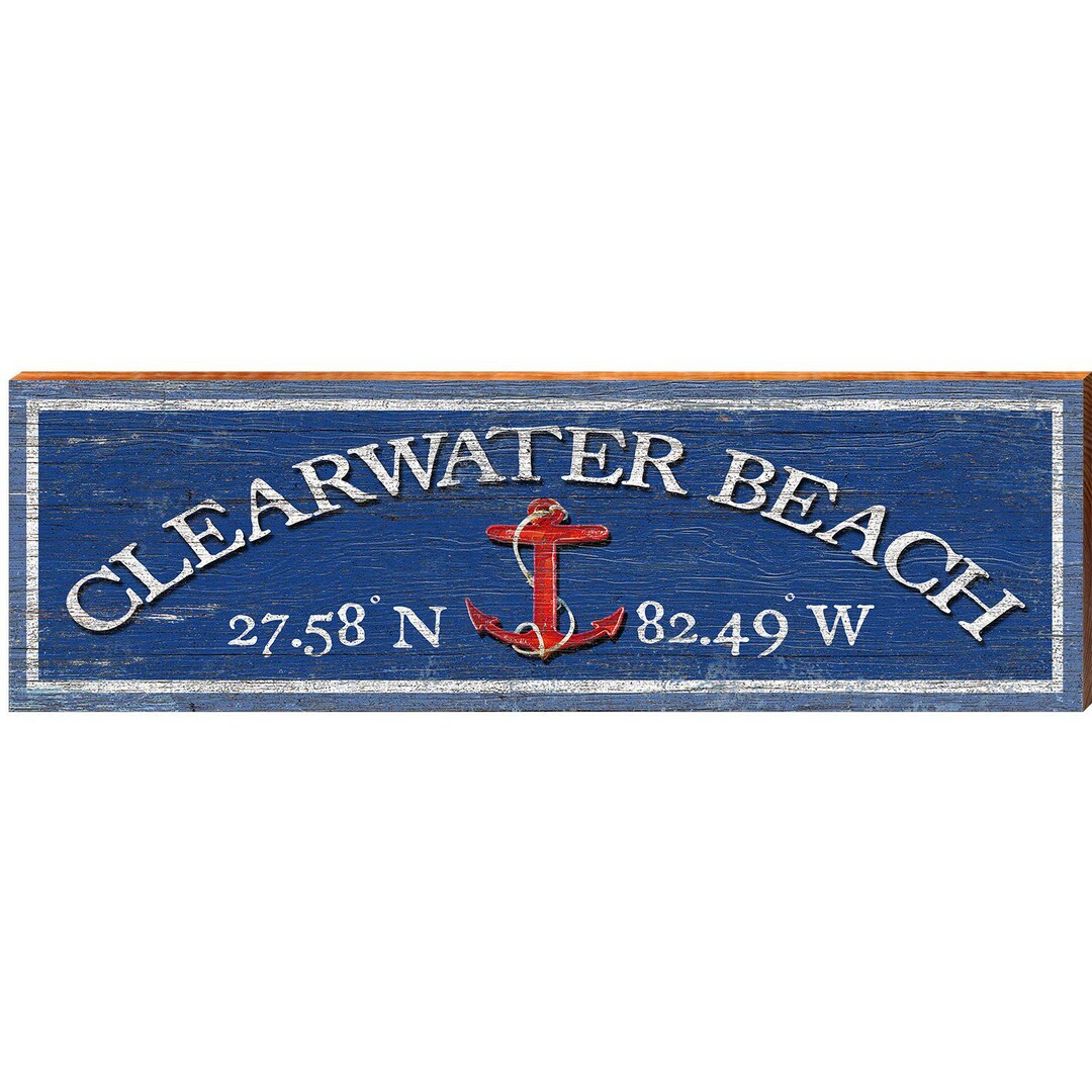 Clearwater Beach, Florida Anchor Latitude Longitude Wooden Sign | Wall ...