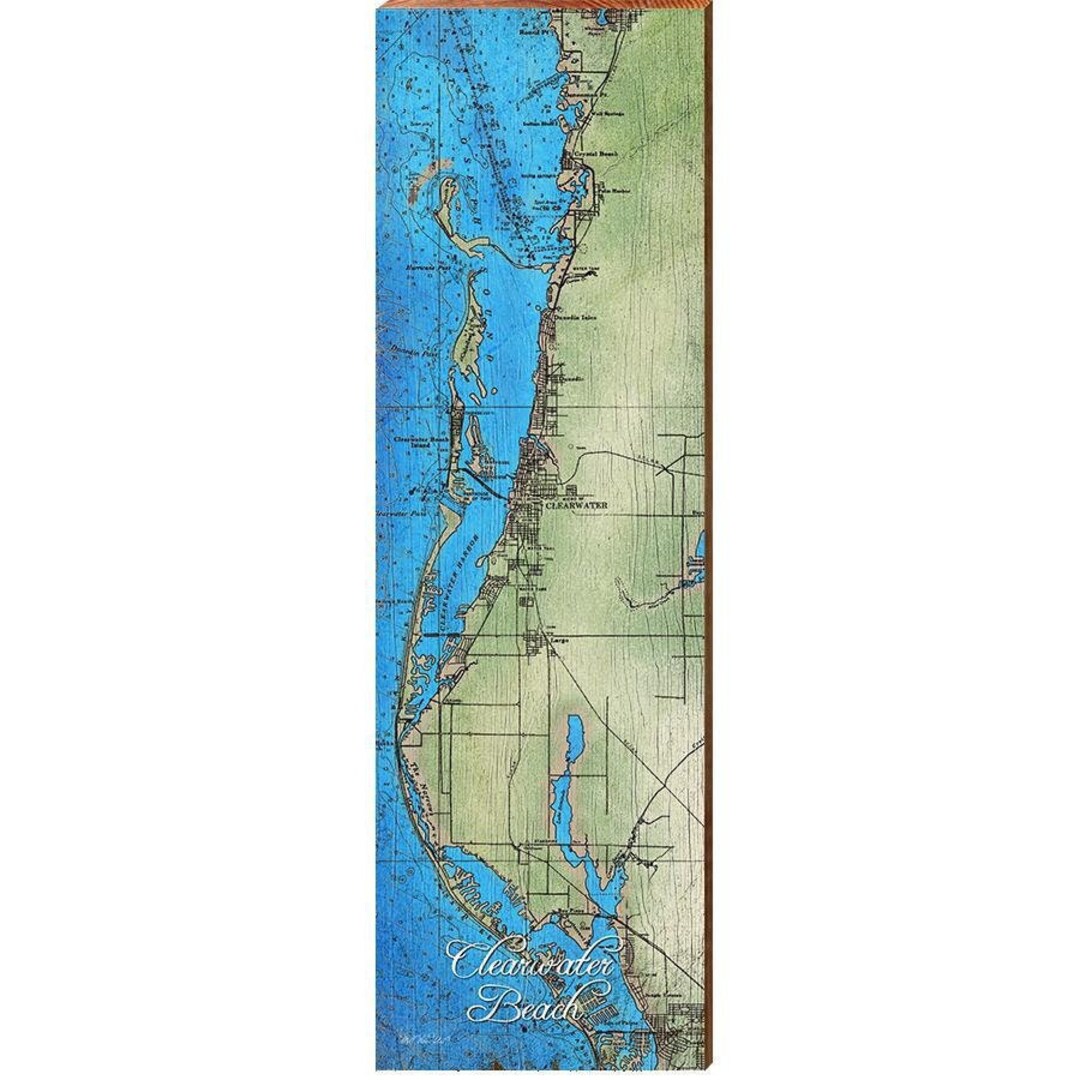 MILL WOOD ART Clearwater Beach Map Home Decor Art Print on Real Wood 9 ...