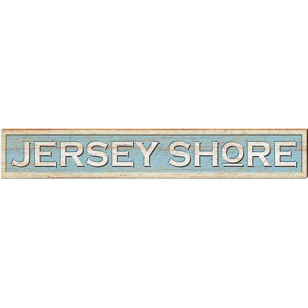 Jersey Shore Coastal Blue Sign | Wall Art Print on Real Wood - Etsy
