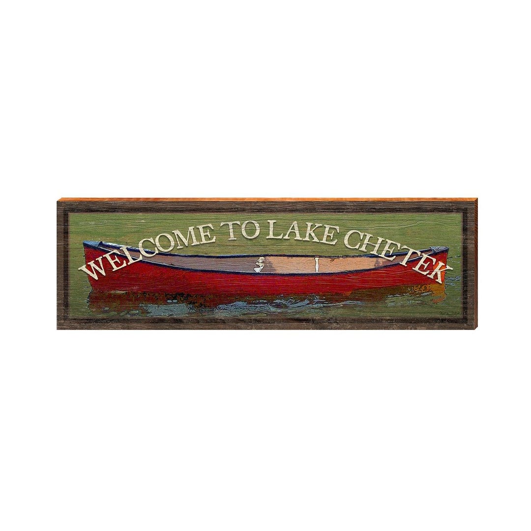 Welcome to Lake Chetek Canoe Sign | Wall Art Print on Real Wood - Etsy ...