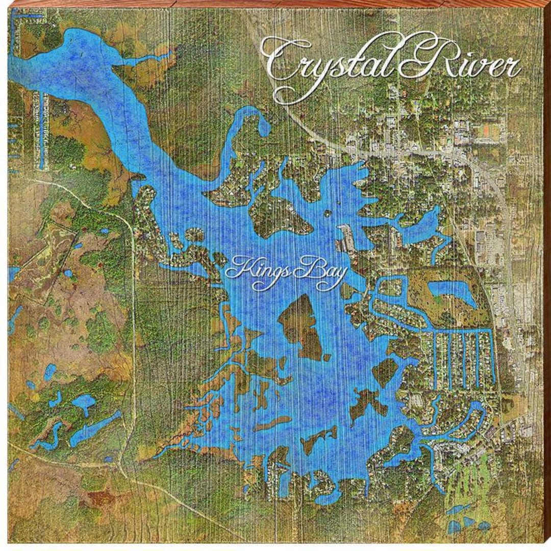 Crystal River, Florida Map Wall Art Print on Real Wood - Etsy