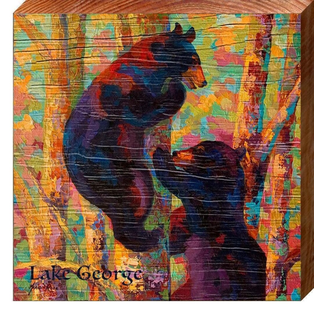 Lake George Marion Rose Black Bears Wall Art Print on Real Wood - Etsy