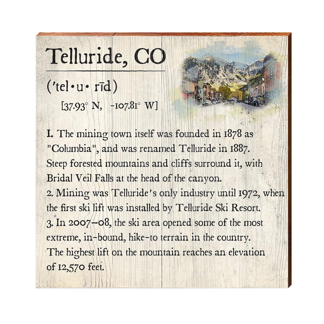 Telluride, Colorado Definition Wooden Sign | Wall Art Print on Real ...