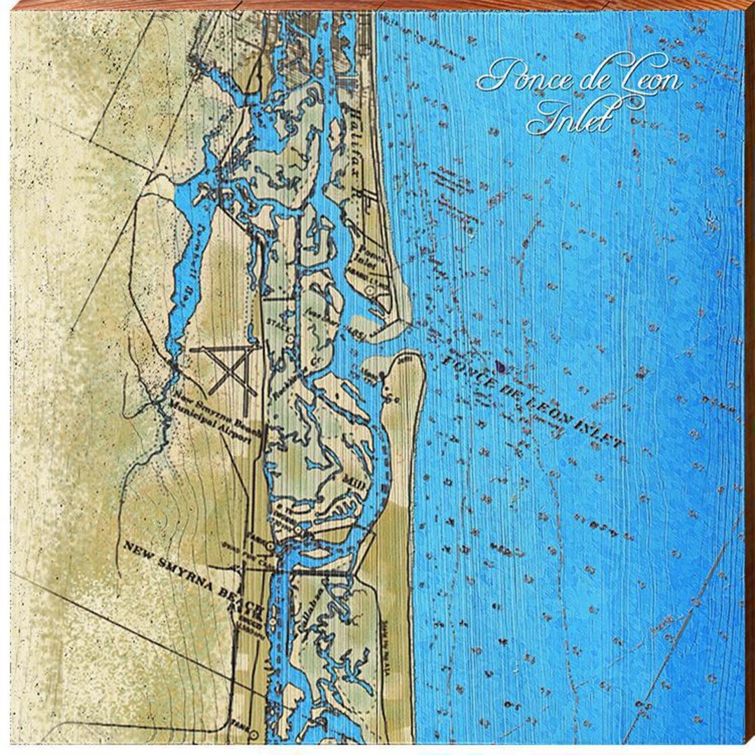 Ponce De Leon Inlet, Florida Map | Wall Art Print on Real Wood - Etsy