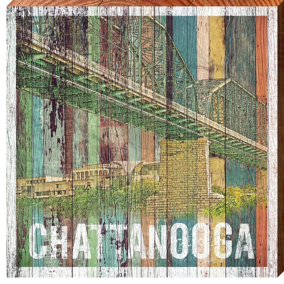 Chattanooga Bridge White Border Wall Art Print on Real Wood - Etsy