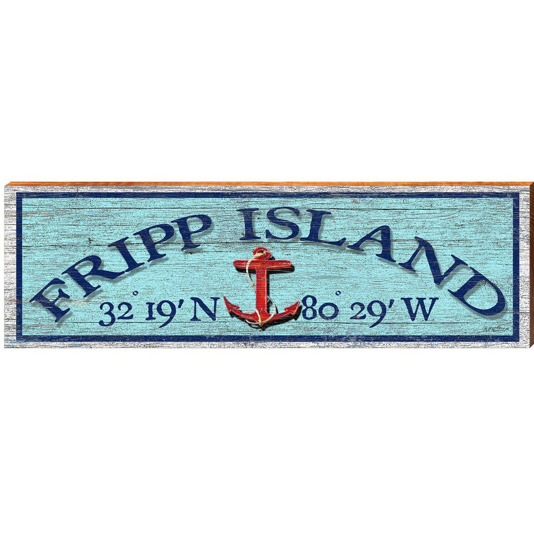 Fripp Island Anchor Blue Latitude Longitude | Wall Art Print on Real ...