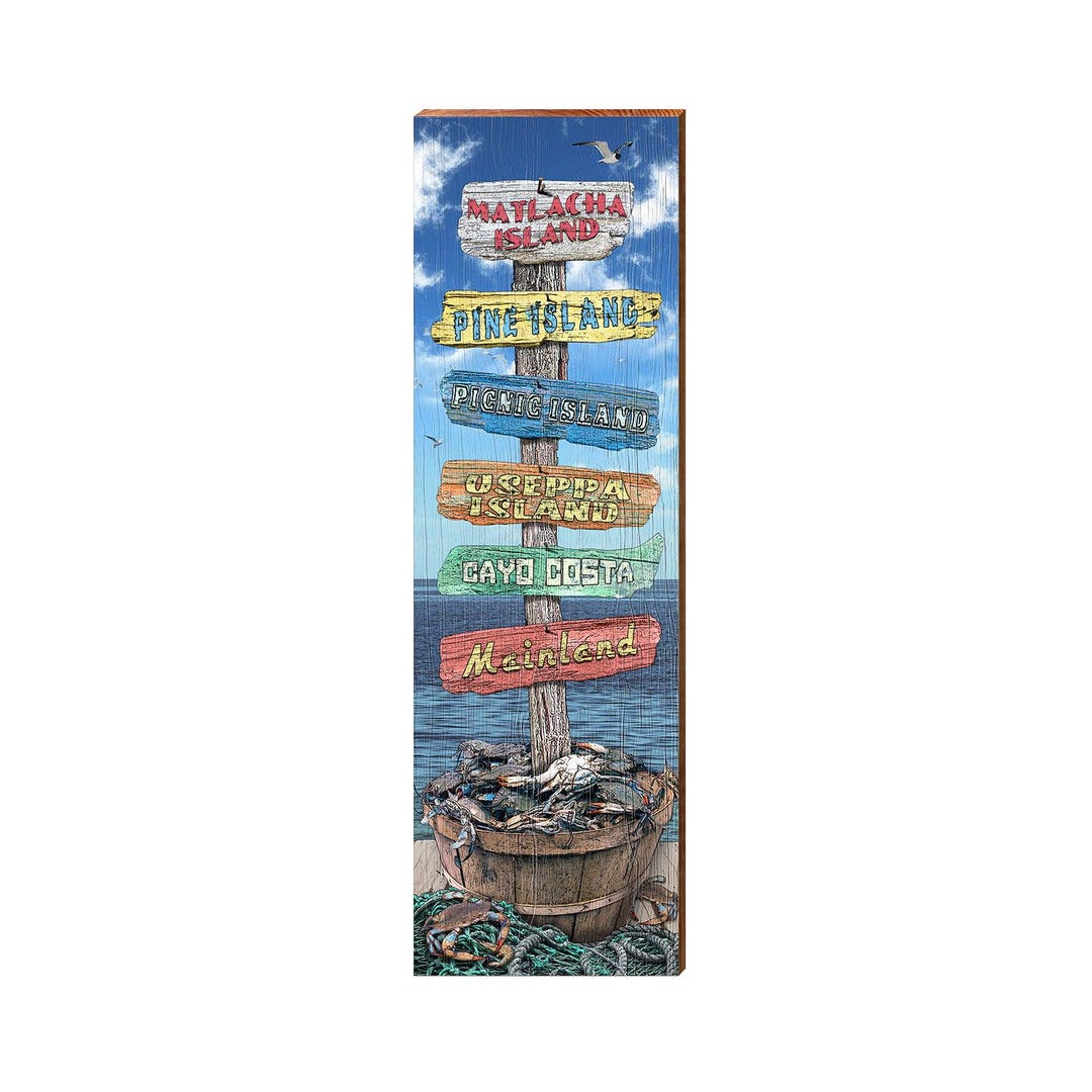 Matlacha Island Crab Directional Sign | Wall Art Print on Real Wood - Etsy