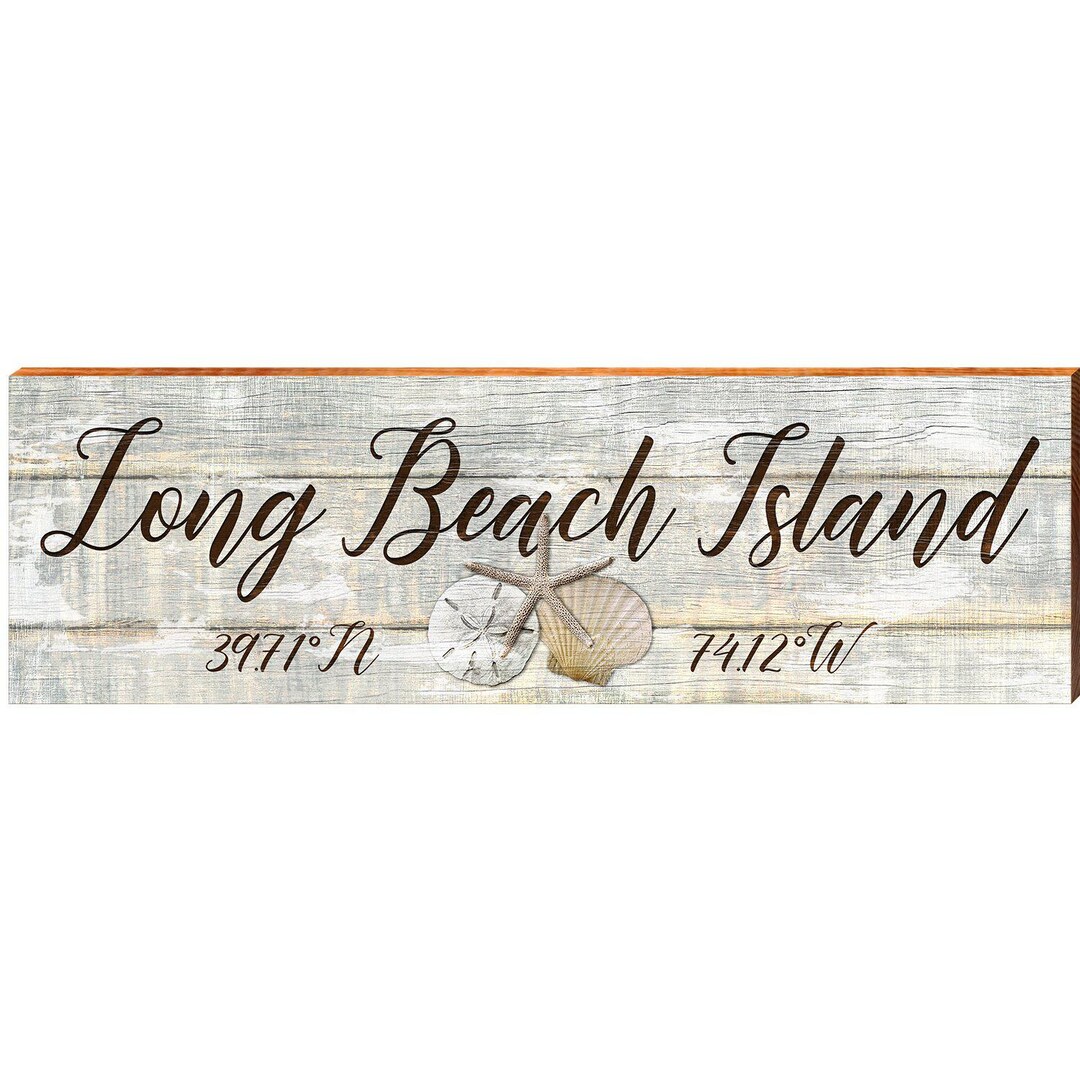Long Beach Island, New Jersey Latitude Longitude Wooden Sign | Wall Art ...