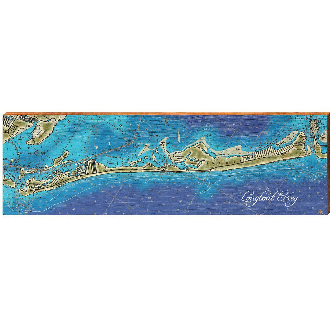 Longboat Key Map | Wall Art Print on Real Wood - Etsy