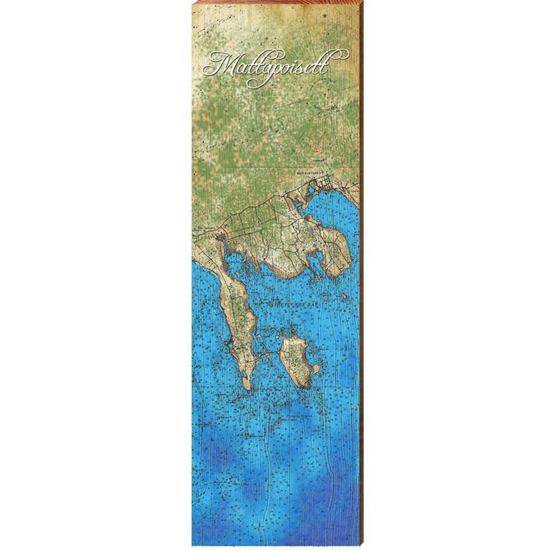 Letrero de madera con el mapa de Mattapoisett, Massachusetts ...