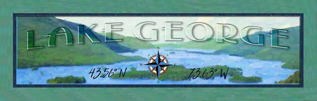 Lake George New York Compass Latitude Longitude Wooden Sign - Etsy