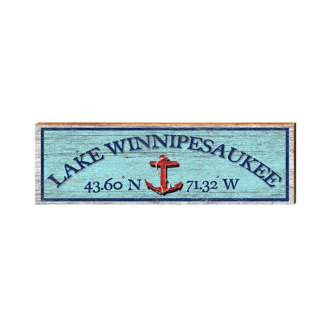 Lake Winnipesaukee Anchor Blue Latitude Longitude | Wall Art Print on ...