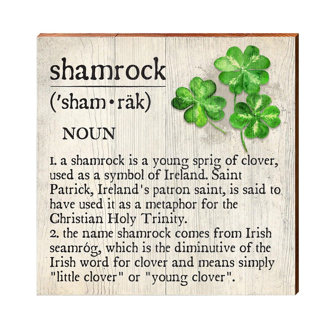 Shamrock Definition Wooden Sign Wall Art Print on Real Wood St. Patrick ...