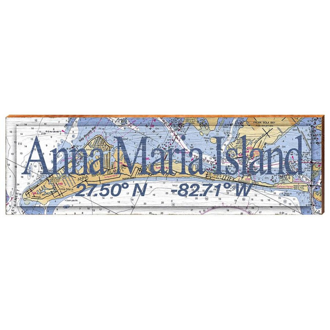 Anna Maria Island Florida Map Latitude Longitude Wooden Sign - Etsy