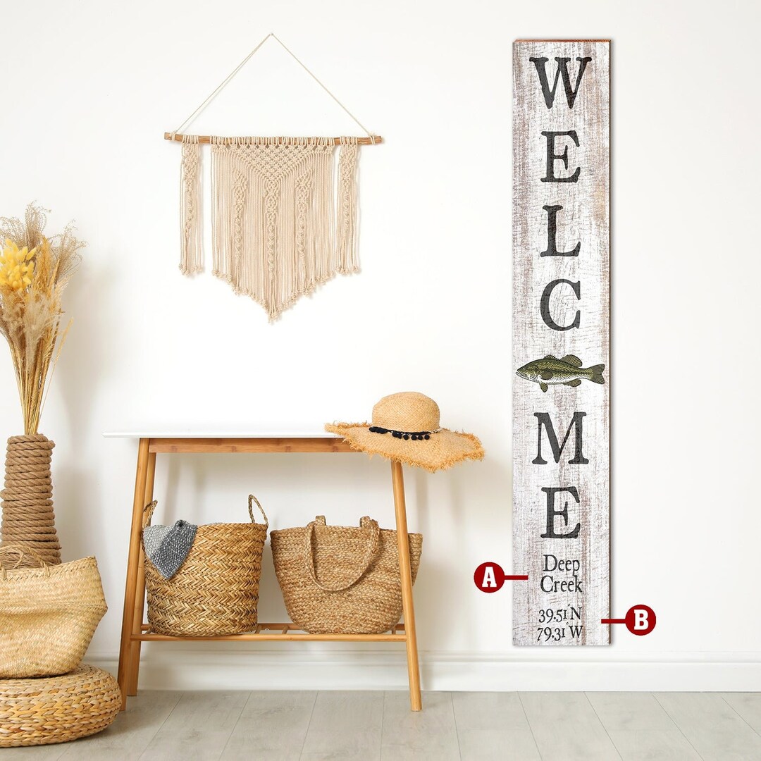 Customizable Welcome Sign With Bass | Wall Art Print on Real Wood - Etsy