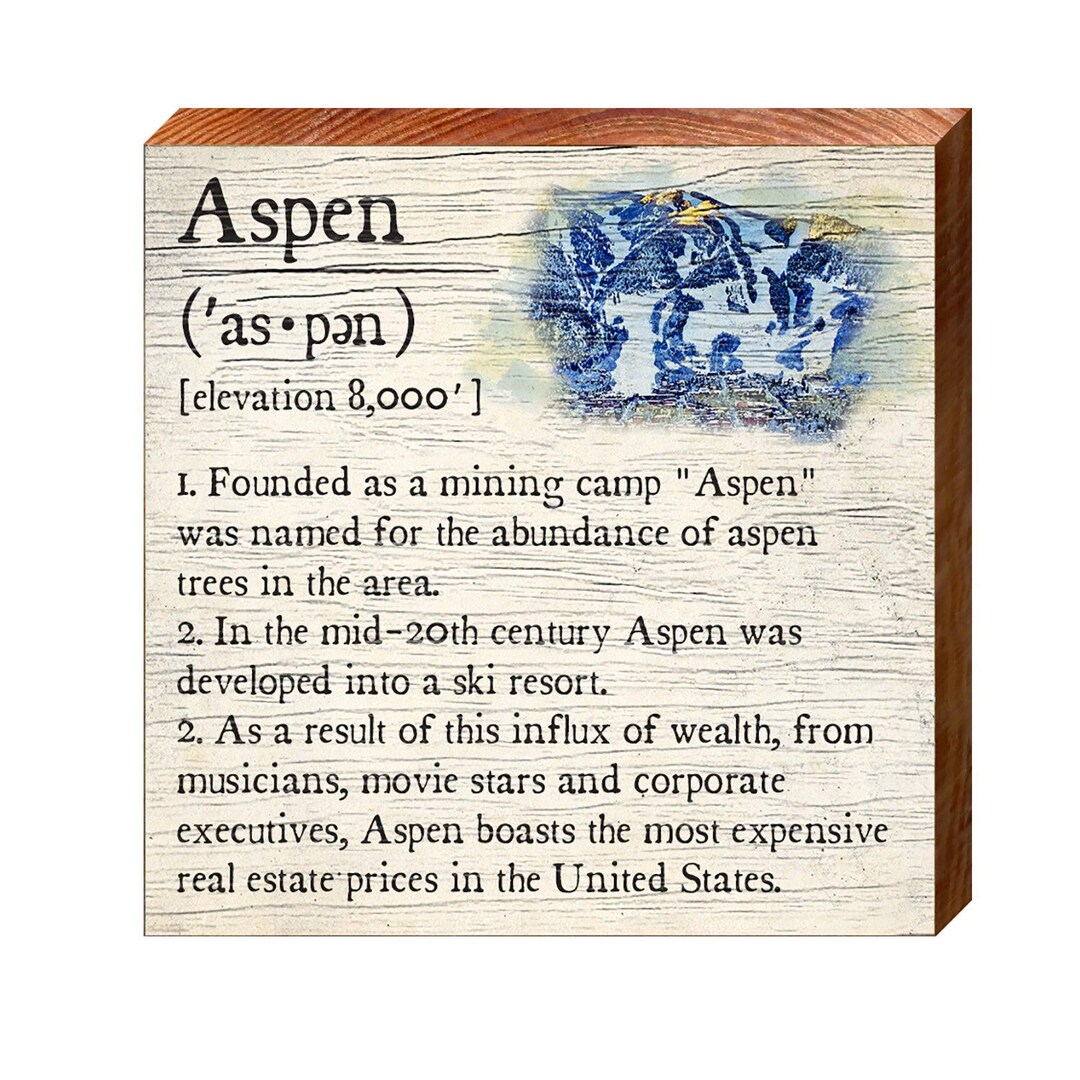 Aspen, Colorado Definition Wooden Sign Wall Art Print on Real Wood - Etsy