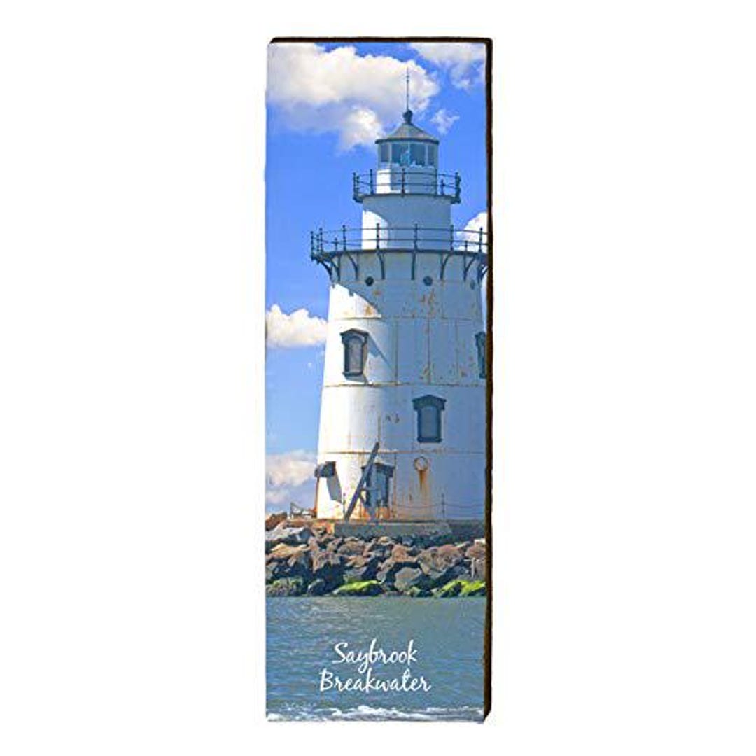 Saybrook Breakwater Lighthouse Home Decor Art Print on Real Wood - Etsy