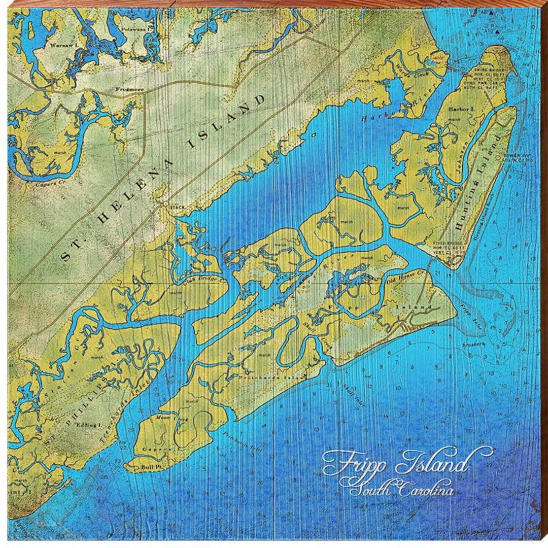 Fripp Island South Carolina Map Wall Art Print on Real Wood - Etsy