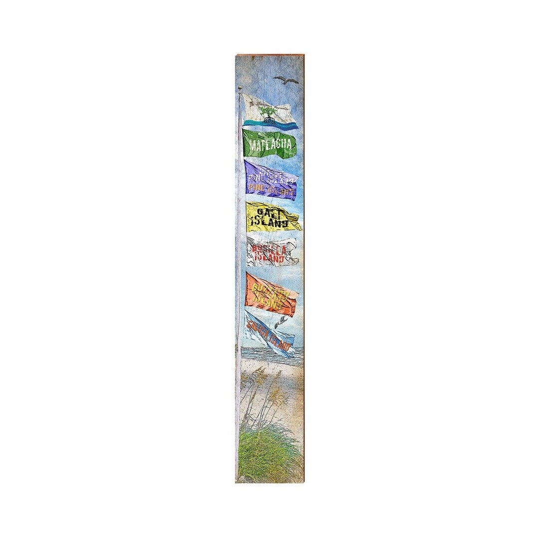 Matlacha Beach Flags Sign | Wall Art Print on Real Wood - Etsy