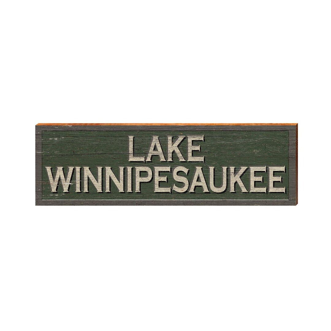 Lake Winnipesaukee Green Sign Wall Art Print on Real Wood - Etsy