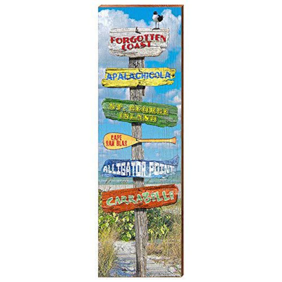 Forgotten Coast Directional Sign Home Decor Art Print on Real Wood - Etsy