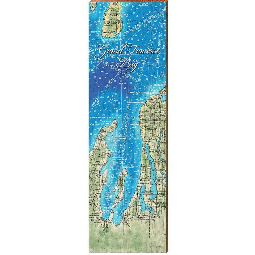Grand Traverse Bay Map Home Decor Art Print on Real Wood - Etsy