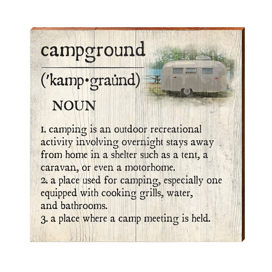 Campground Definition Wooden Sign Wall Art Print on Real Wood Lake ...