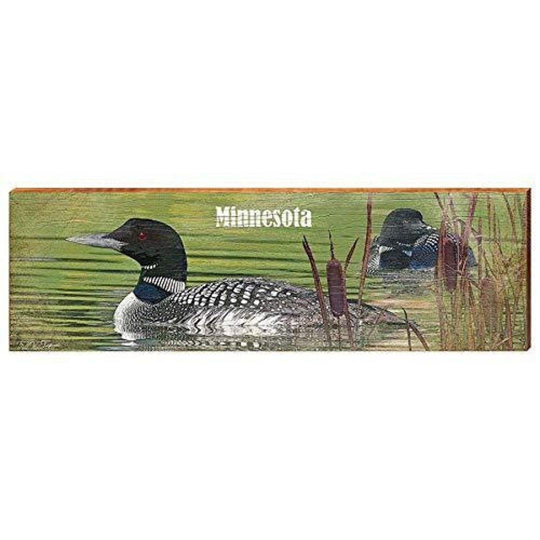 Minnesota Loon Home Decor Art Print on Real Wood 9.5x30 Title: Medium 9 ...