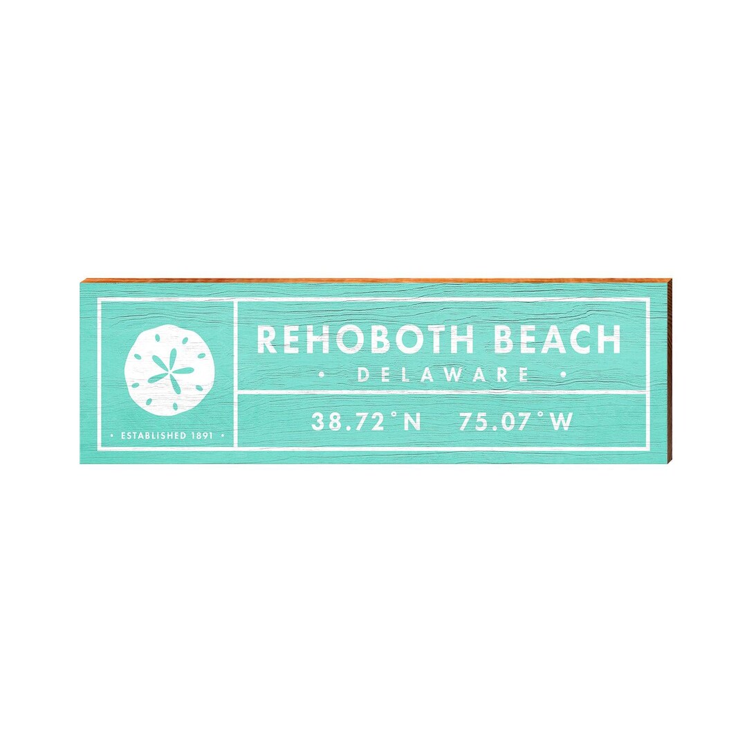 Rehoboth Beach, Delaware Wooden Teal Welcome Sign W/ Sand Dollar | Wall ...