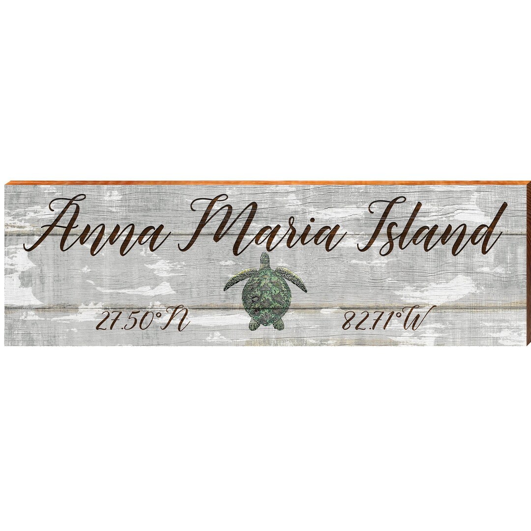 Anna Maria Island Sea Turtle Grey Latitude Longitude | Wall Art Print ...