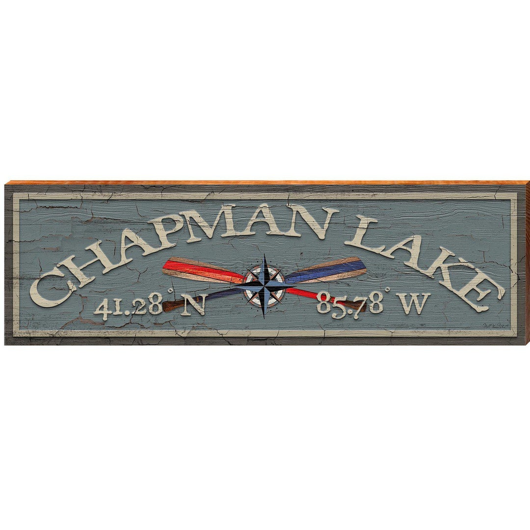 Chapman Lake Compass Paddles Blue Latitude Longitude Wall Art Print on ...