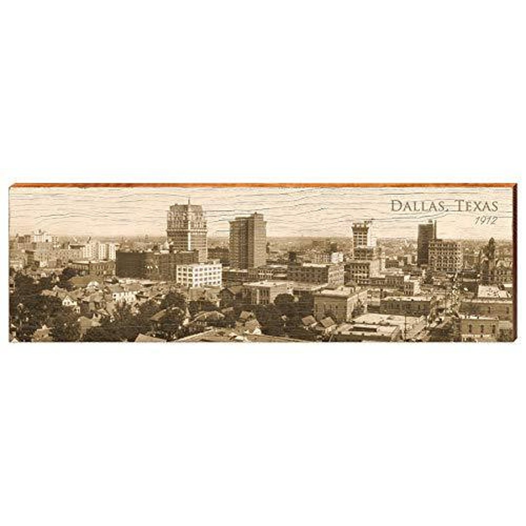 Dallas Texas 1912 Home Decor Art Print on Real Wood - Etsy
