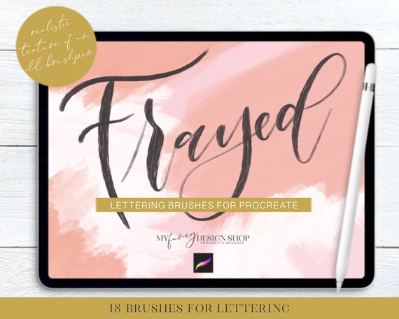 Frayed Lettering Procreate Brushes Digital Texture | Etsy