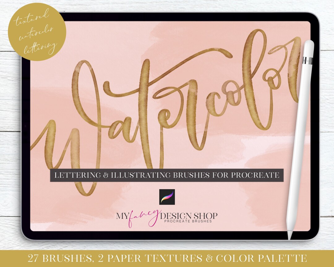 Watercolor Lettering Procreate Brushes - Procreate Illustrating ...